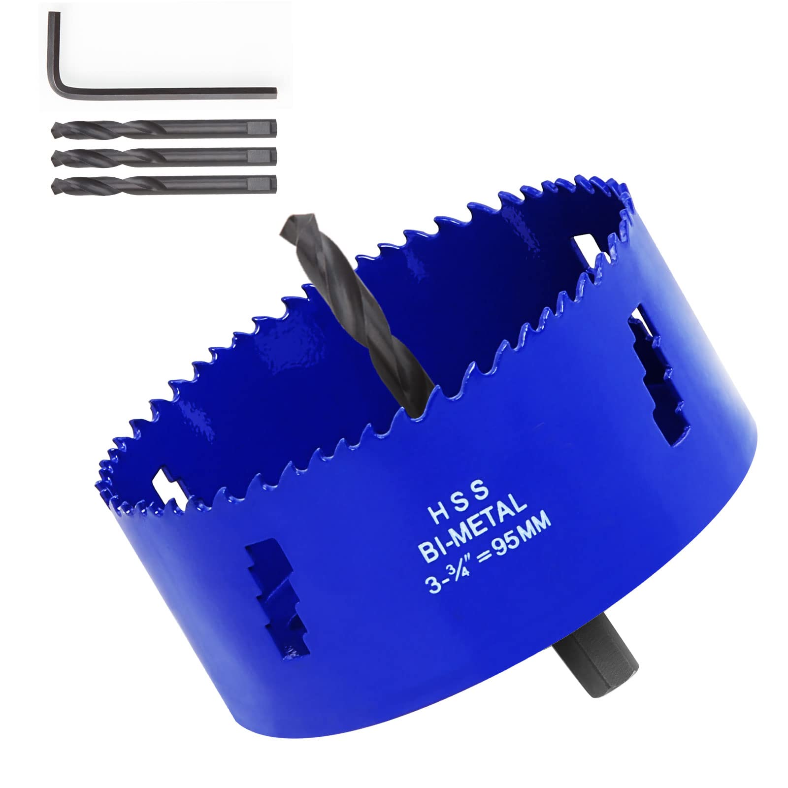 LANIAKEA 4-1/8-Inch Bi-Metal Hole Saw 105MM M42 Annular Hole Cutter HSS Variable Tooth Pitch Holesaw Set with Arbor Blue for Home DIYer
