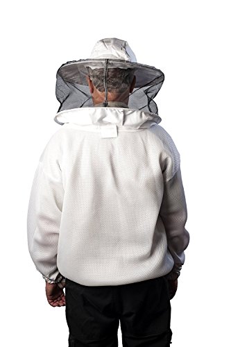FOREST BEEKEEPING SUPPLY Ventilated Ultra-Light Bee Jacket - Clear View Vented Round Veil with YKK Brass Zippers & Thick for Maximum Protection for Professional & Beginner Beekeepers (X-Large)