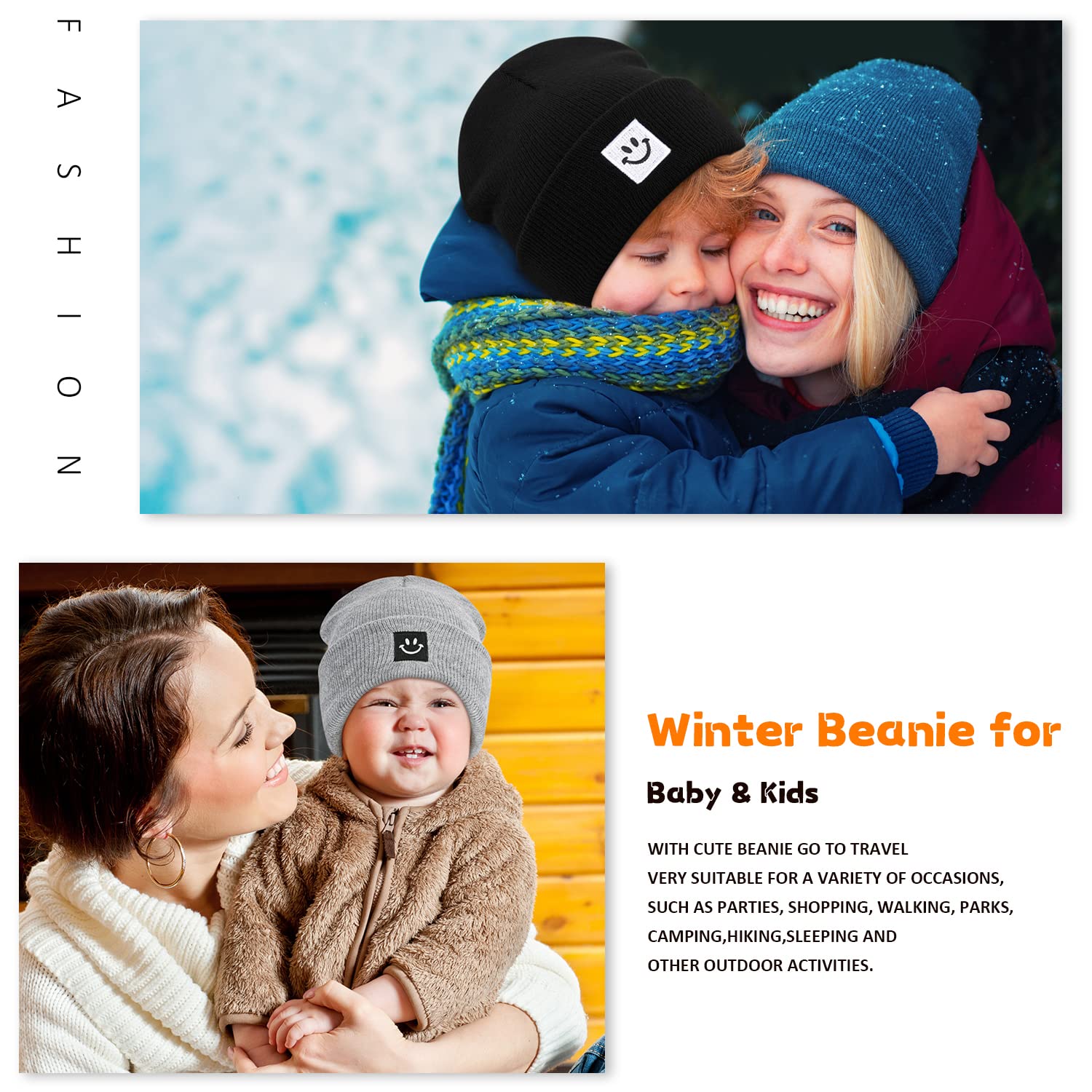 DANMY Baby Beanie Hat, Newborn Toddler Winter Warm Knit Hat, Kids Soft Beanie Cap