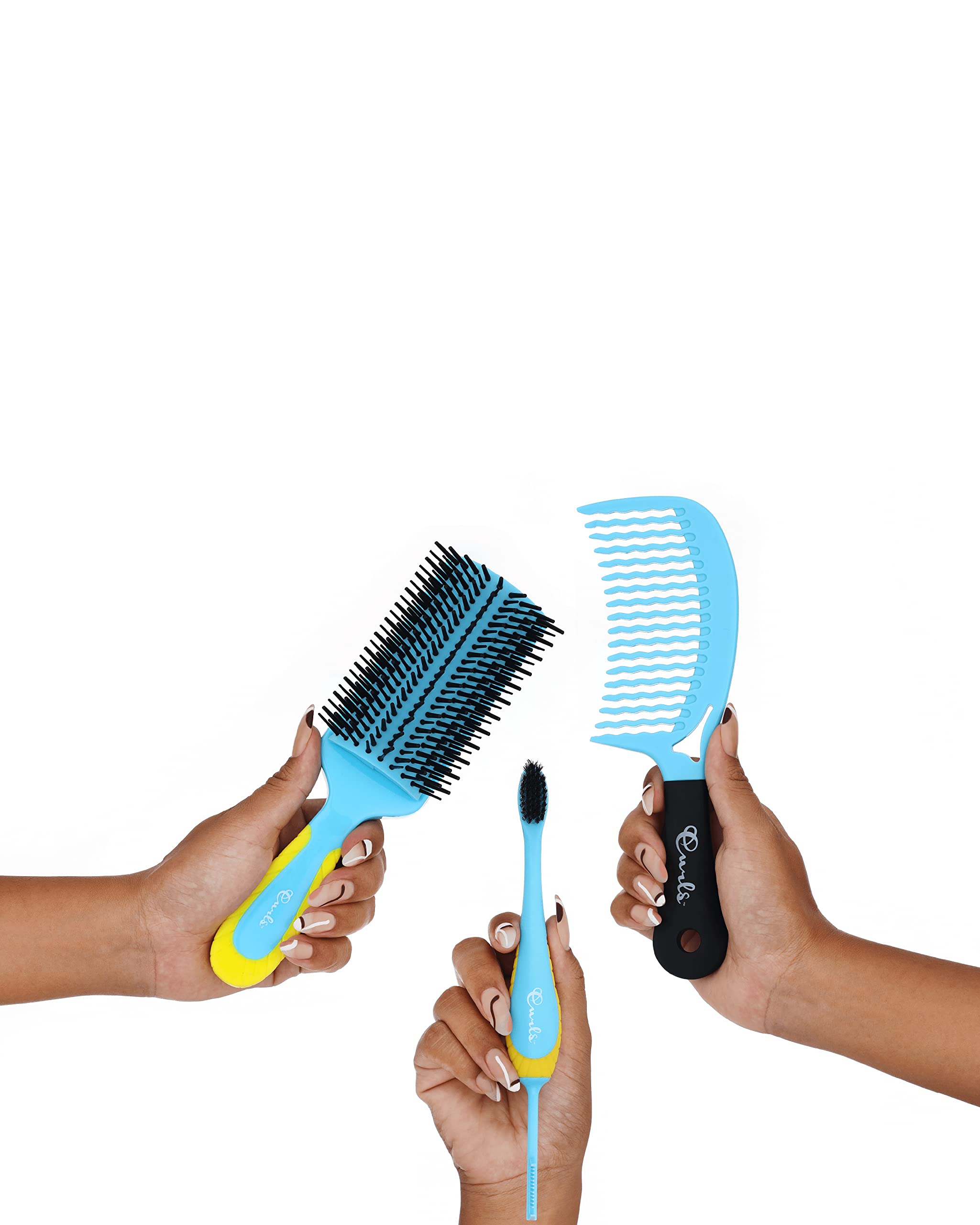 CURLS Styling Tools Easy Glide Detangler Comb - Detangle Curly Hair With Ease - No Ripping, Snagging, or Breakage - For All Curl Types,1CT