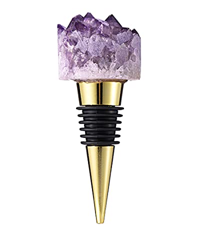 Crystal Wine Bottle Stoppers Natural Gemstone Wine Saver with Gift Box for Parties Wedding & Decoration (Amethyst Druzy)