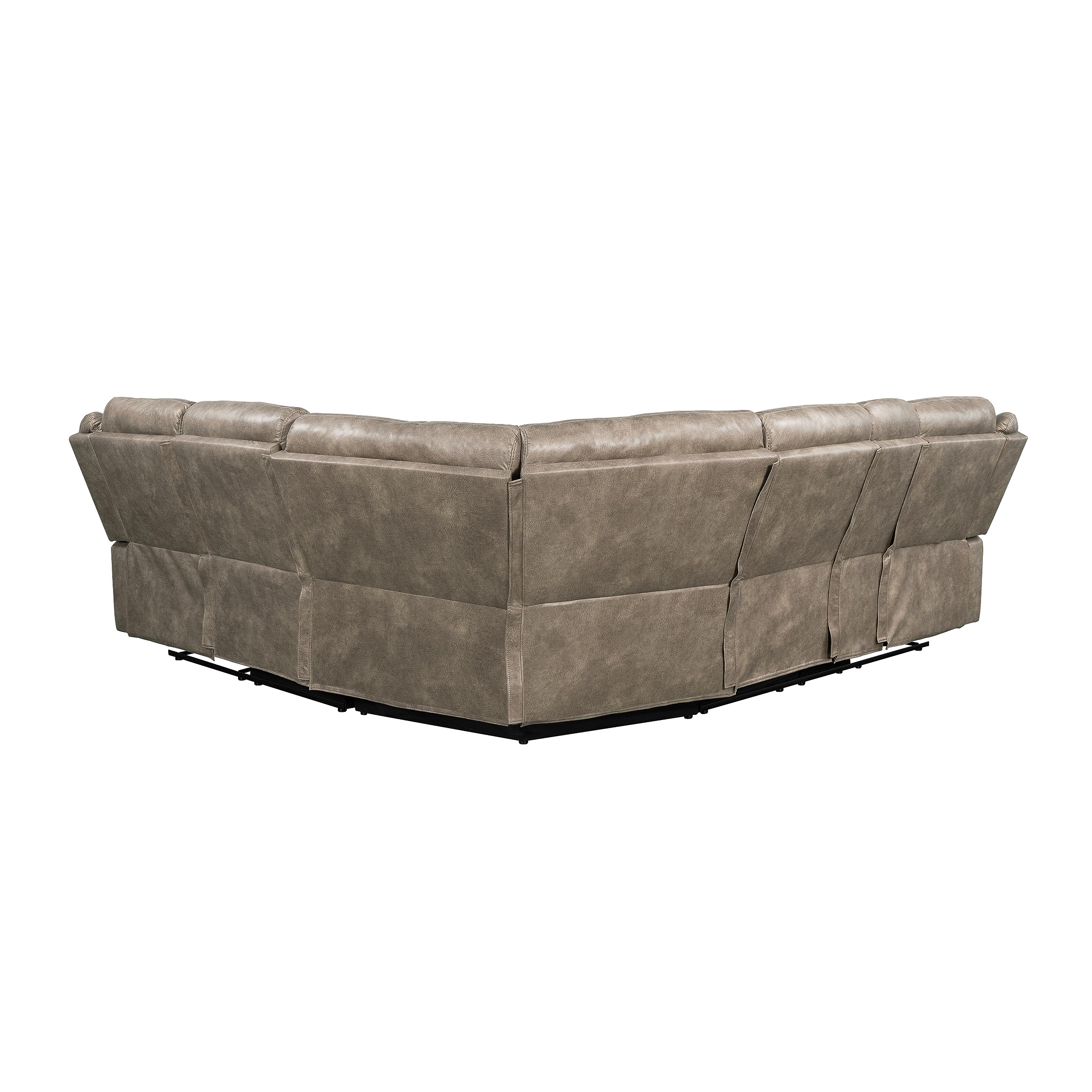 Yoglad Manual L-Shaped Reclining Sofa - Palomino Fabric Sectional Couch with 2 Cup Holders, USB Ports, Hidden Storage, 2 Power Sockets, for Living Room Apartment RV Theater (Light Brown)