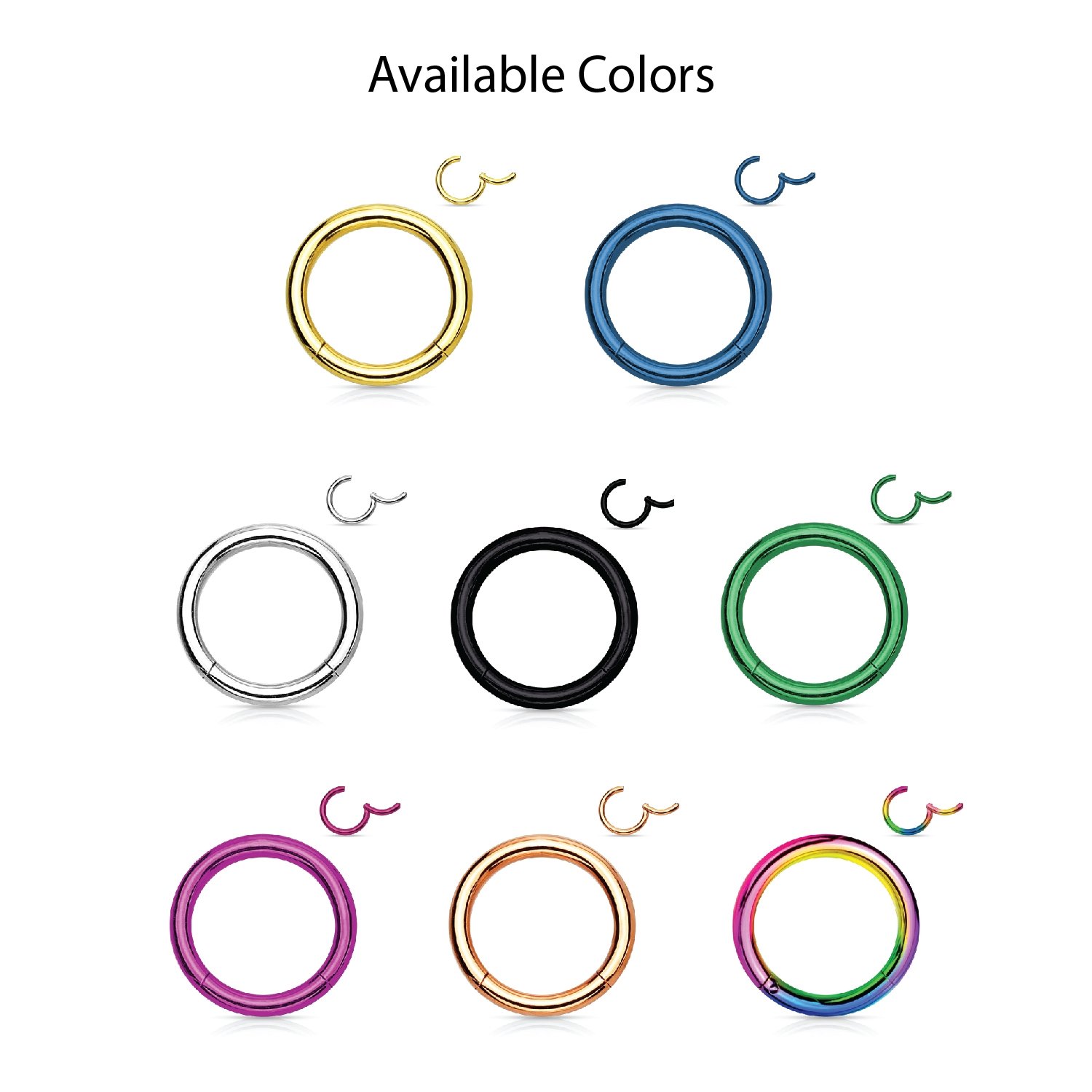 BodyJ4You Piercing Ring Hinged Segment Clicker 14G Hoop Earrings 16mm Surgical Steel Ear Lobe Nipple Genital