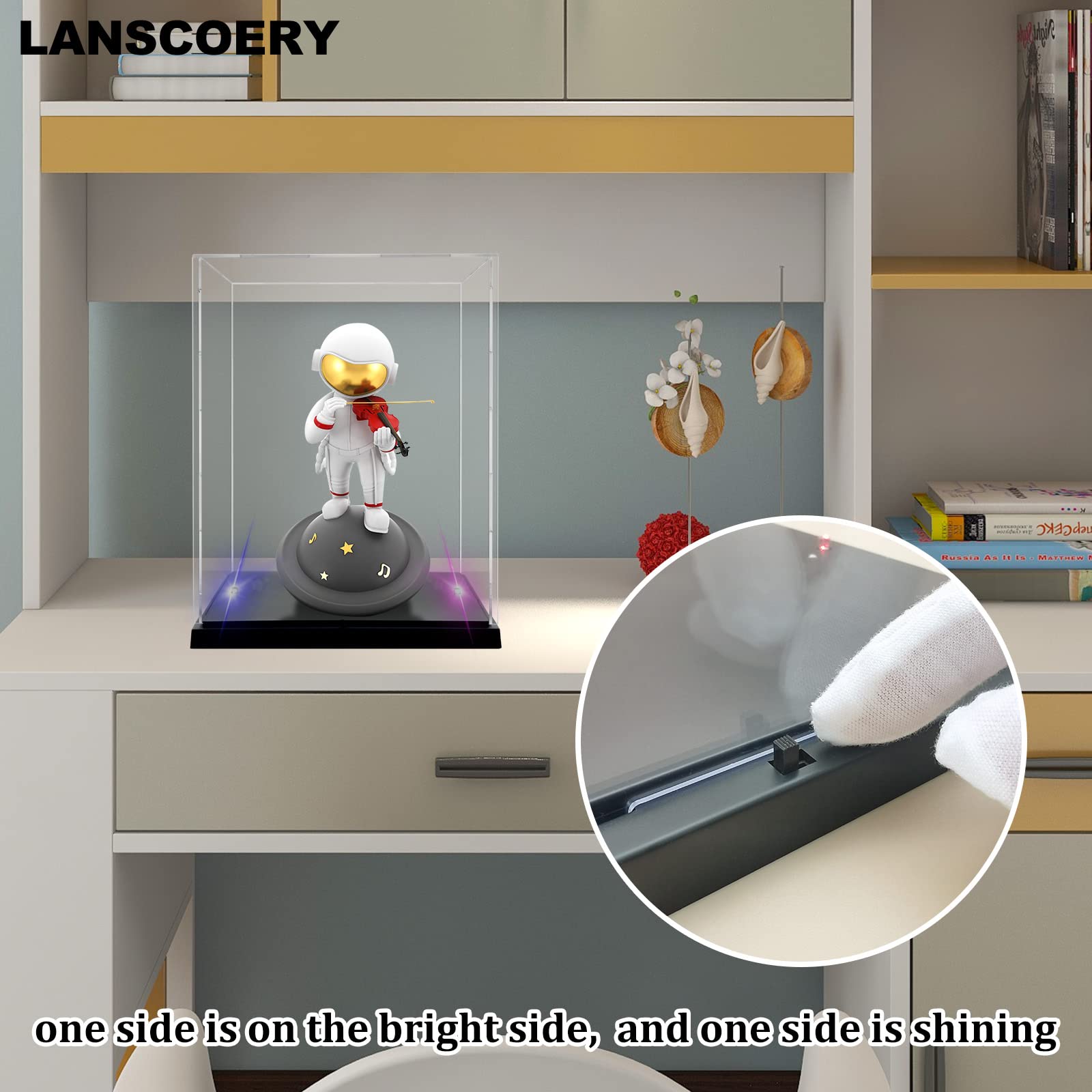 LANSCOERY Clear Acrylic Display Case Assemble Countertop Box Cube Organizer Stand Dustproof Protection Showcase for Action Figures Toys Collectibles (8.5x8.3x10.2Inch, 21.5x21x26 cm)