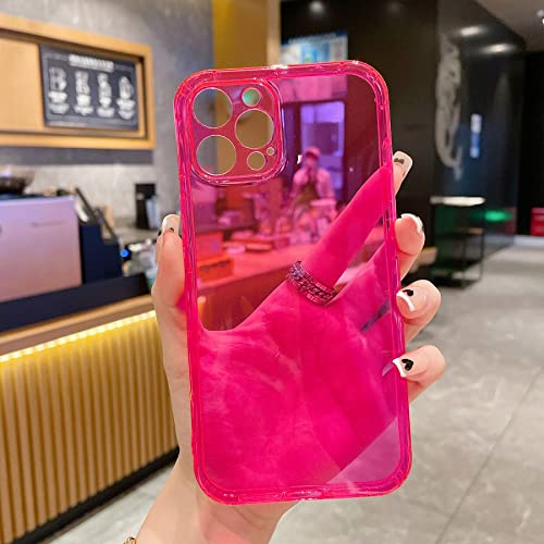 OWLSTAR Compatible with iPhone 13 Pro 6.1 inch Case, Cute Neon Clear Soft Phone Case for Women and Girls, Flexible Slim TPU Shockproof Transparent Bumper Protective Cover (Hot Pink)