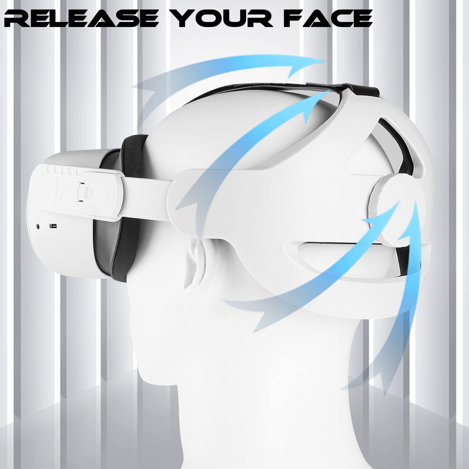 Seltureone Head Strap Compatible for Quest 2 Accessories, Replacement for Elite Strap, (Upgraded) Adjustable Comfortable Band Reduce Pressure for Quest 2, White