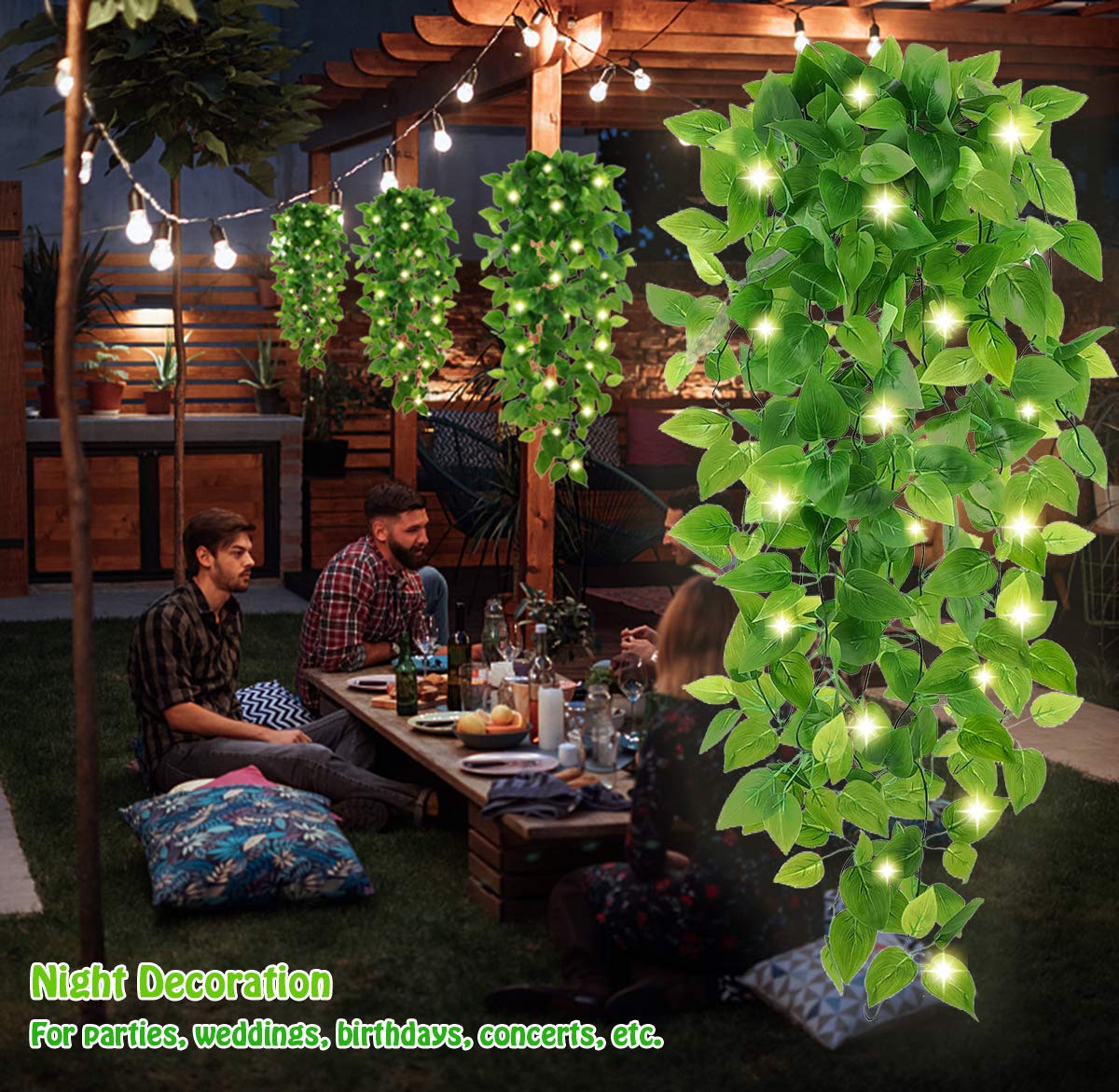 WEISPARK Artificial Hanging Plants - 2pcs Fake Ivy Vine Leaves Kitchen Plants for Wall House Room Garden Wedding Garland Indoor Outdoor Decoration (No Baskets)