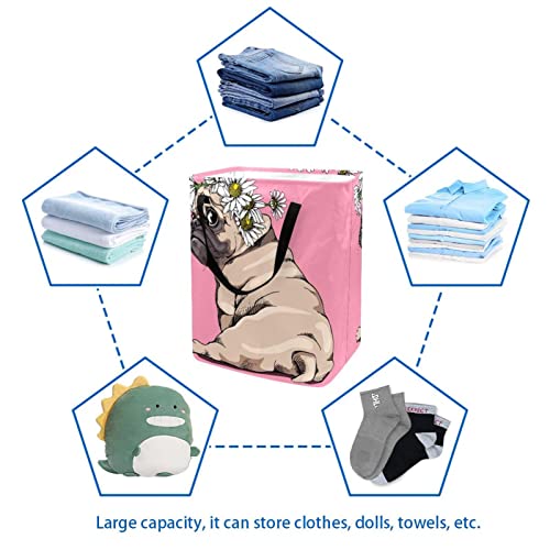 Garland Bulldog Print Collapsible Laundry Hamper, 60L Waterproof Laundry Baskets Washing Bin Clothes Toys Storage for Dorm Bathroom Bedroom