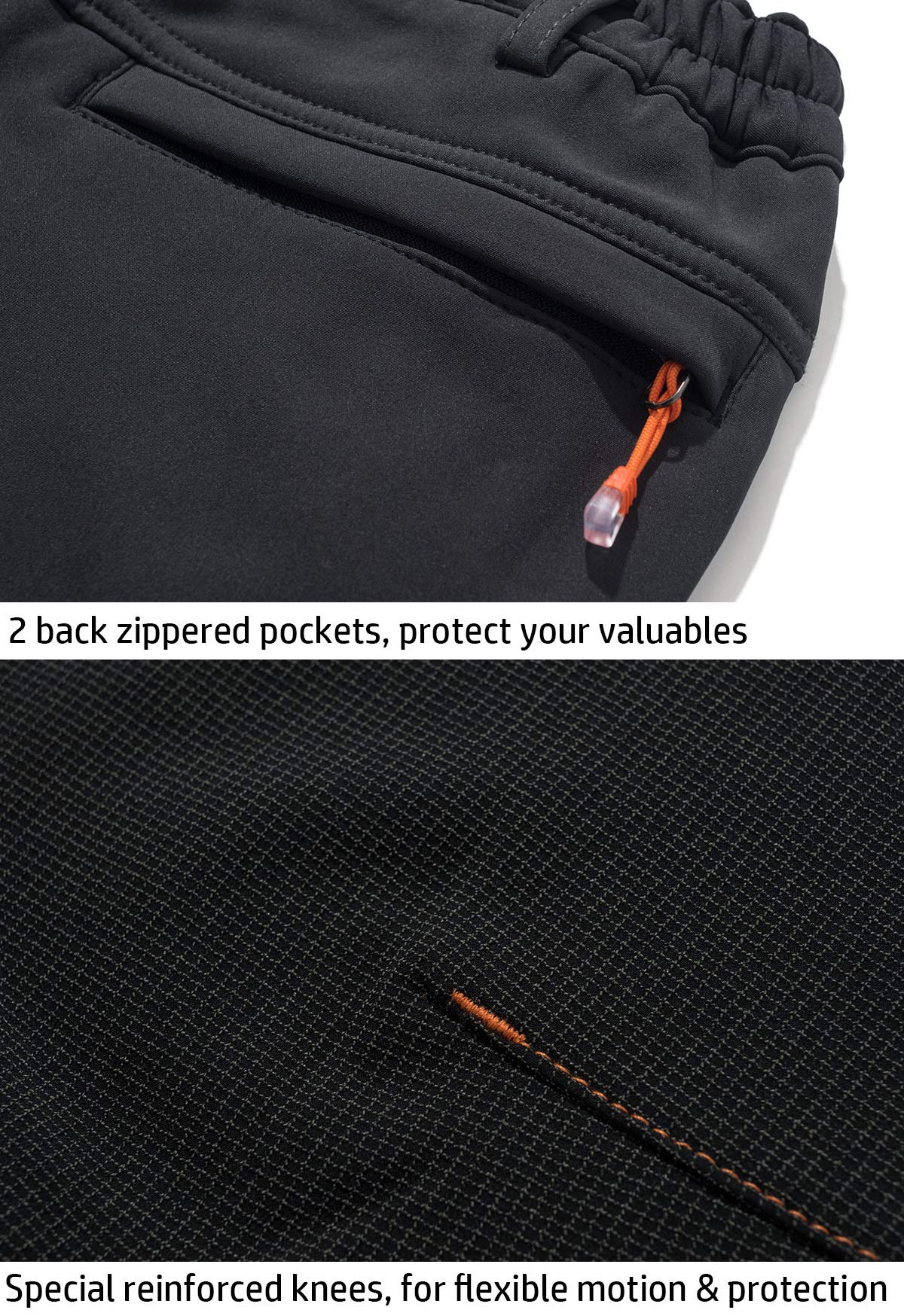 CARWORNIC Men's Snow Ski Pants Waterproof Softshell Fleece Lined Outdoor Hiking Snowboard Pants with Ankle Zipper