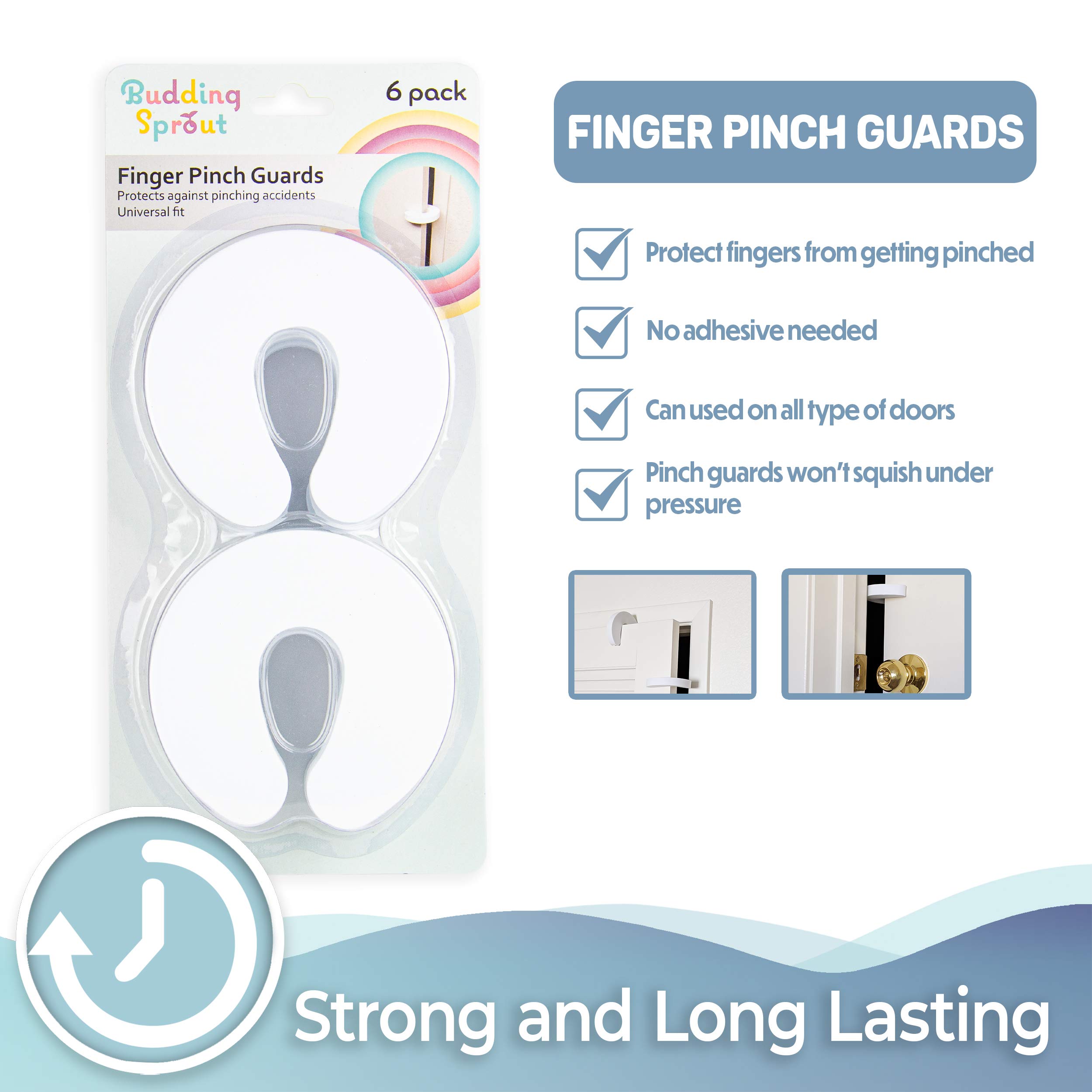 Budding Sprout Durable Door Pinch Guards (6-Pack) Slick-Safe Design, Child Safety, Finger Pinch Protectors