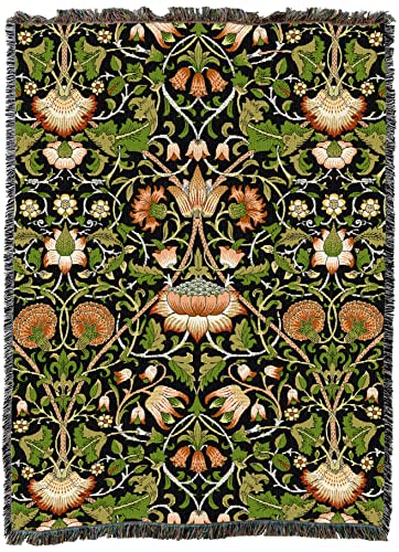 Pure Country Weavers William Morris Lodden Tole Blanket - Arts & Crafts - Gift Tapestry Throw Woven from Cotton - Made in The USA (72x54)