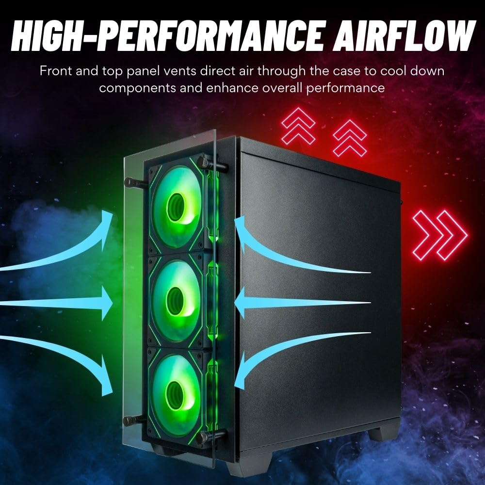 Empowered PC Stratos Micro Gaming Desktop - NVIDIA GeForce RTX 4070 TI Super, AMD Ryzen 7 5700X3D, 32GB DDR4 RAM, 1TB NVMe SSD + 3TB HDD, WiFi, Windows 11 Home - RGB Gamer Computer