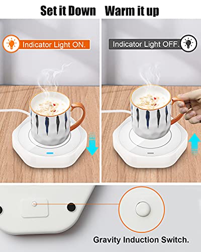Demasone Coffee Warmer, Coffee Mug Warmer with Smart Sensor Switch, Coffee Cup Warmer for Desk,Thermostatic Electric Mug Warmer for Heating Coffee, Beverage, Milk, Tea, White
