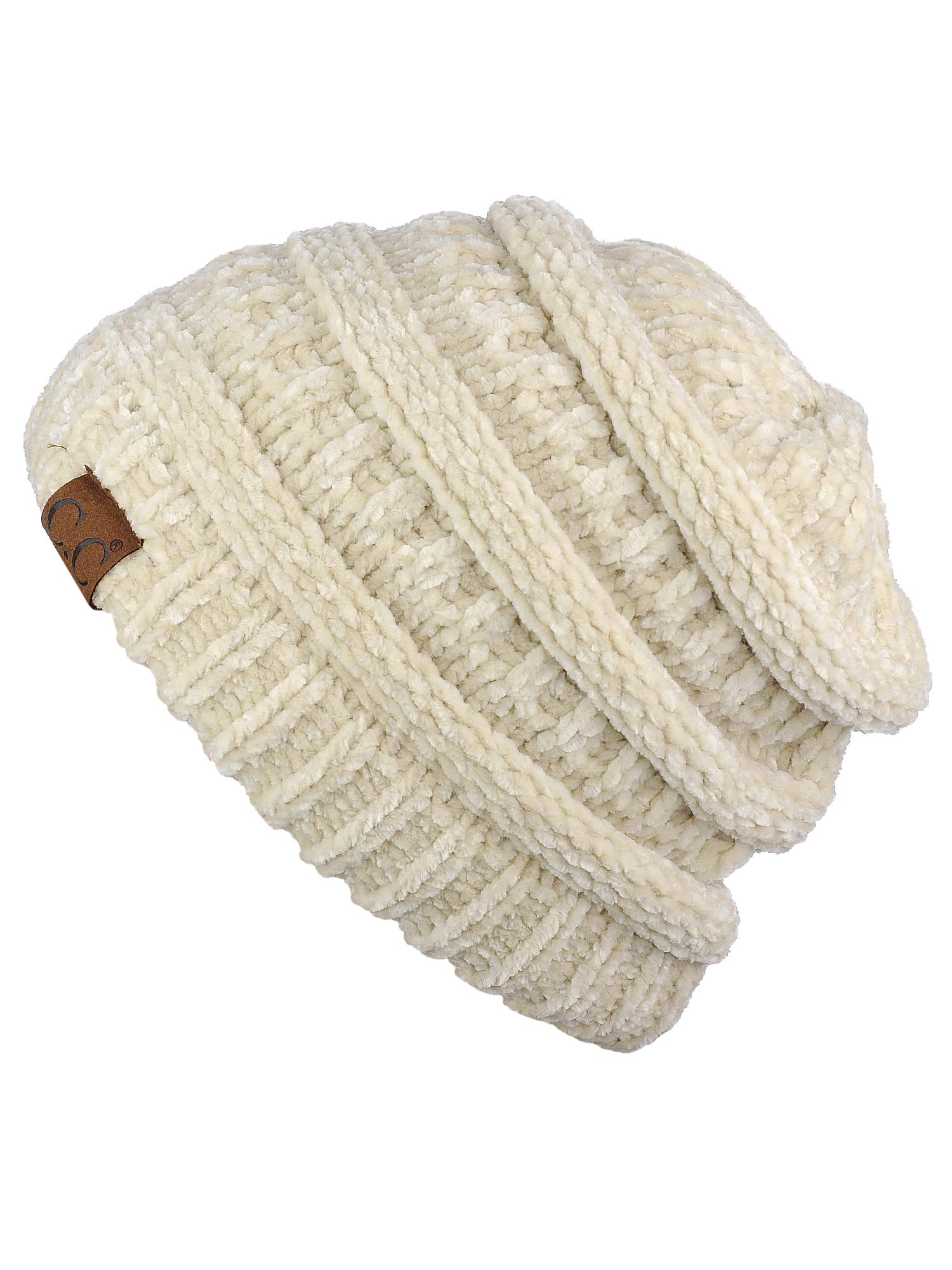 C.C Women's Chenille Soft Warm Thick Knit Beanie Cap Hat-Dark Denim
