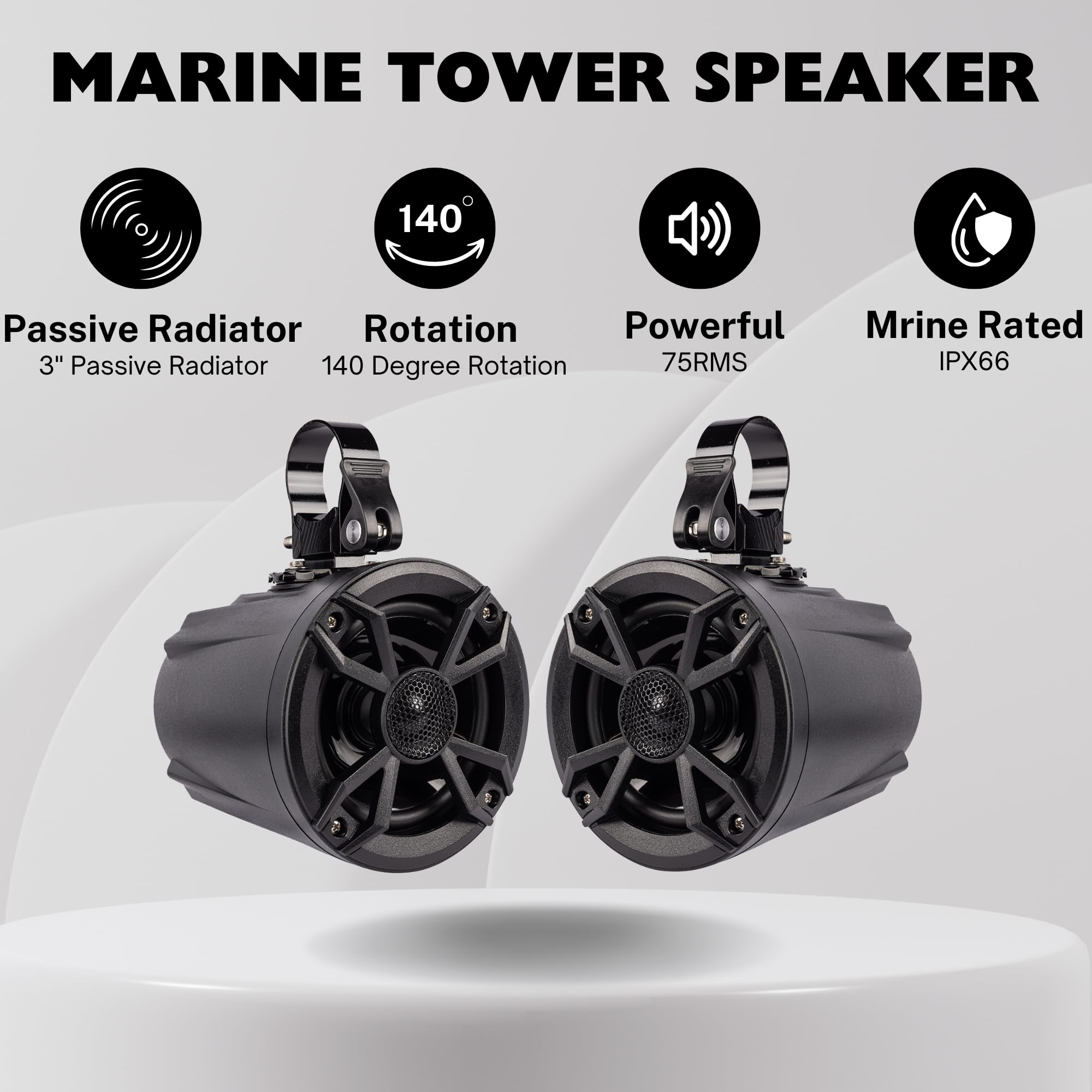 NOAM NUTV5 - Marine Bluetooth ATV/Golf Cart/UTV Speakers Stereo System