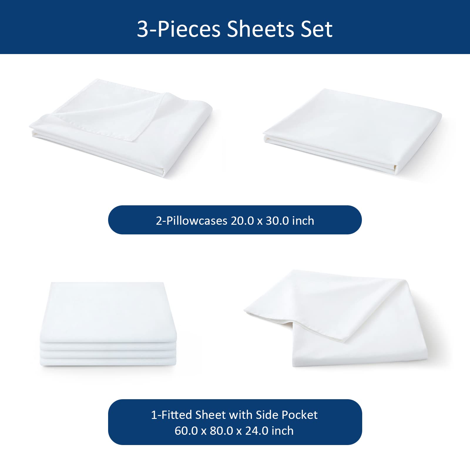 Moonsea Queen Extra Deep Pocket Mattress Pad and Sheet Set, Microfiber, 16 to 24 Inch Mattress, Includes 2 Pack Pillowcases