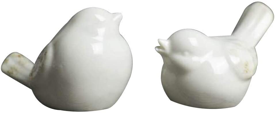 SENTOP, 2pcs Ceramic Bird Figurines,Modern Minimalist Animal Ornament Home Decor Mini Bird Figurine Gift for Garden Desktop Display Decor