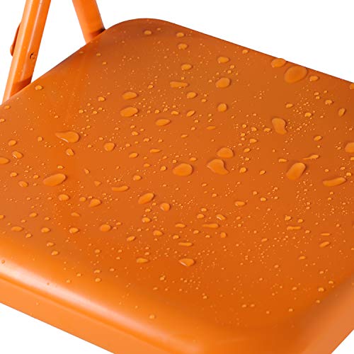VECELO Metal Frame Folding Hold Up to 350 Pounds, Mounted Steel Chairs with Triple Braced & Double Hinged Back for Home Office, Set of 4, Orange