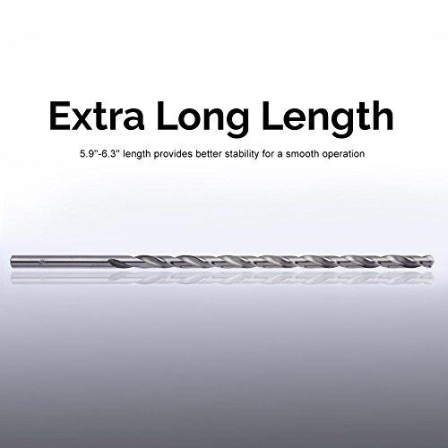 Extra Long High-Speed Steel Drill Bit Sets, Heat Resistant Straight Shank Twist Drill Bit Tool, Long Length Drill Bits Kits, Five Sizes, for Wood Plastic and Aluminum, 5Pcs 2-5mm