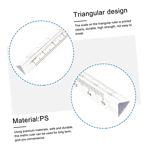 NUOBESTY 8pcs Transparent Triangular Ruler Plastic rulers Metric Ruler Machinist Ruler Clear Scale rulers Ruler for Transparent Small Ruler Architecture Supplies Classroom Supplies