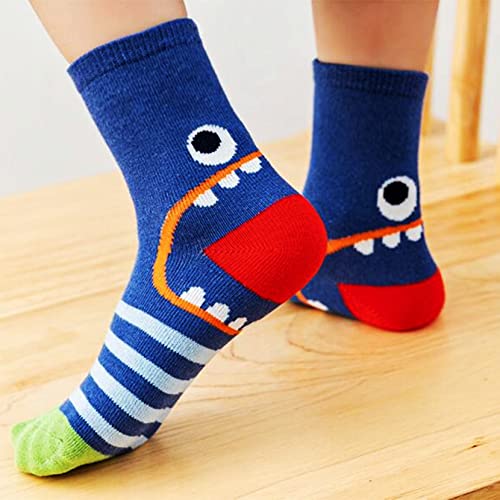 Cczmfeas Kids Boys Cartoon Dinosaurs Pattern Sport Socks 10 Pairs (4-7 Years, Dinosaurs-Gray)
