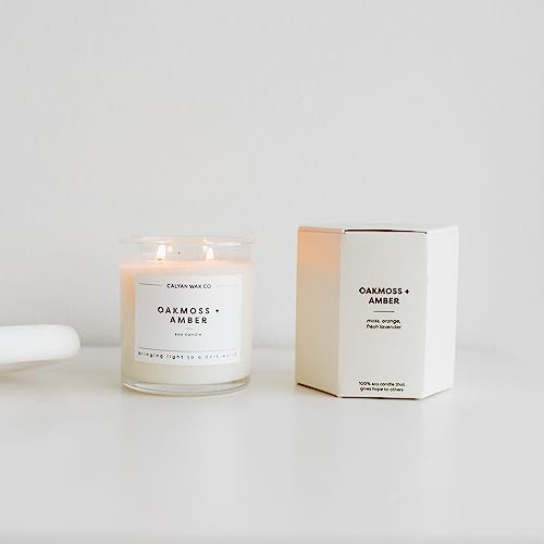 Lavender & Bergamot Scented Candle, Soy Wax Candles for the Home Scented with Phthalate Free Oils, 3.5 x 3 inch, 8.8 oz, 37 Hour Burn Time Fall Candles & Home Decor in Glass Jar - Calyan Wax