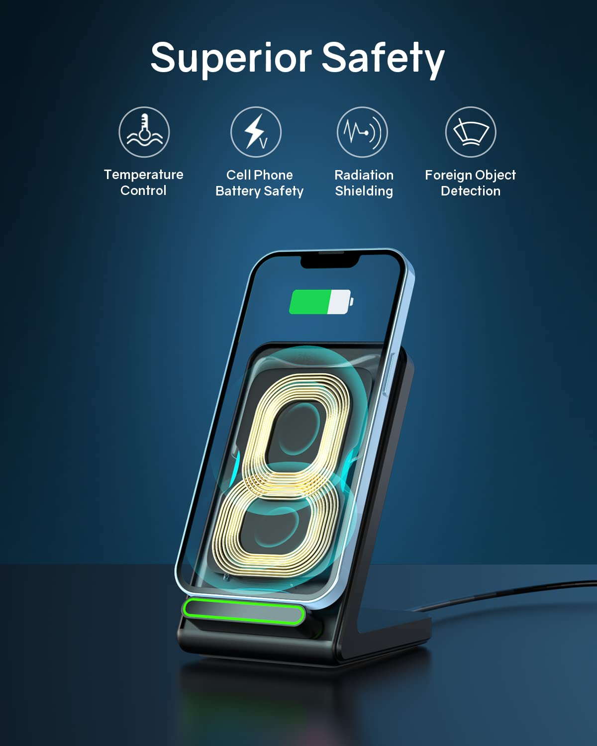 CIYOYO Wireless Charger, 15W Fast Wireless Charging Stand, Wireless Charging Station for iPhone 15 14 13 12 11 Pro Max Plus XS XR X 8 [Adapter Included]