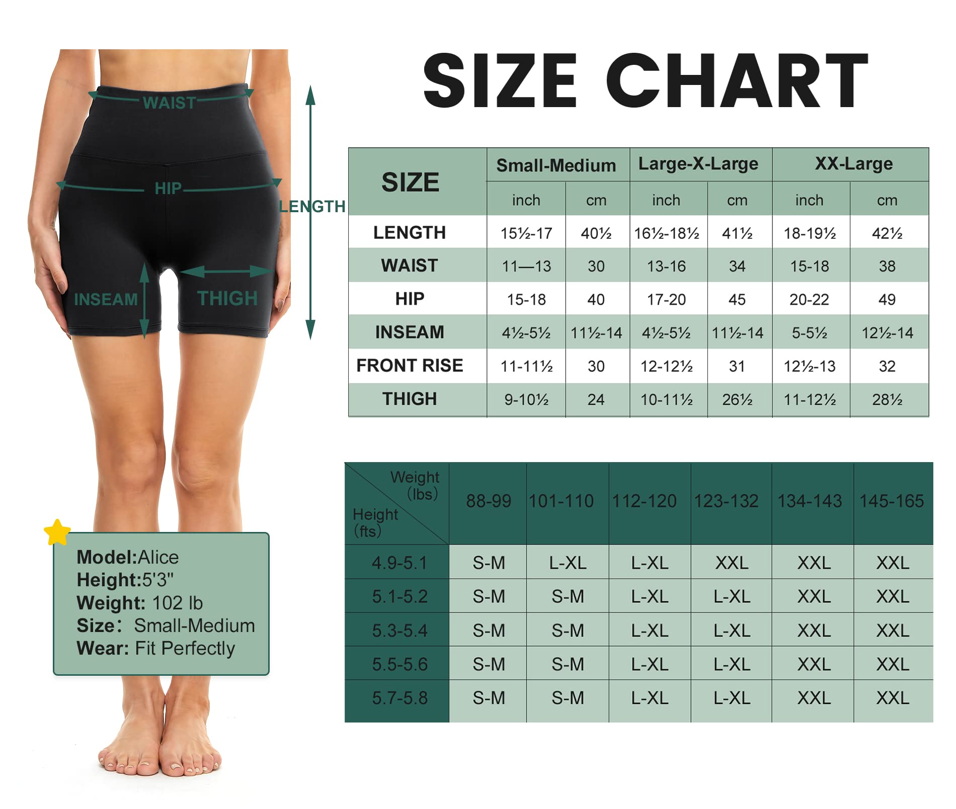 CAMPSNAIL 4 Pack Biker Shorts Women – 5"/8" High Waist Tummy Control Workout Gym Yoga Running Compression Shorts with Pockets