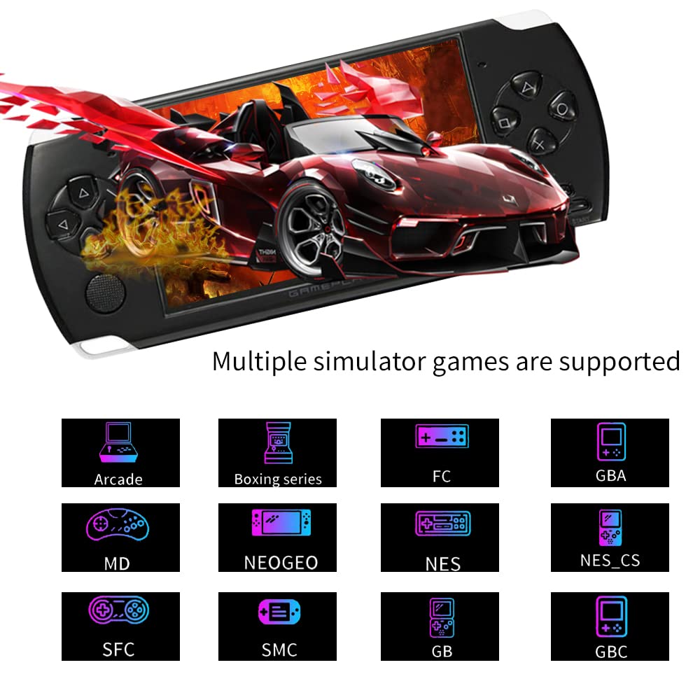 Diketigeey 4.3 inch 8GB Handheld Game Console Built in 1500 Games for Multiple simulators x6 Retro Video Game Console mp3/mp4/Ebook TV Out Portable Game Player Device (Black)
