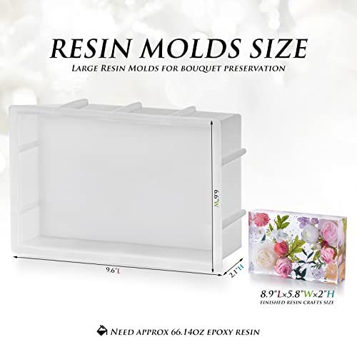 ISSEVE Large Resin Molds, Rectangle Silicone Molds for Resin Casting, Epoxy Resin Molds for Flower Preservation, DIY Personalized Resin Crafts with Bouquet, Home Decor, Wedding Gift