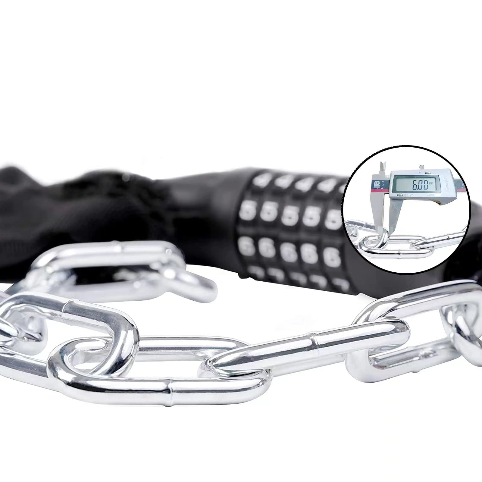 Boviisky Bike Chain Lock, 5 Digit Resettable Combination Heavy Duty Bicycle Chain Lock, 3 Feet Long.