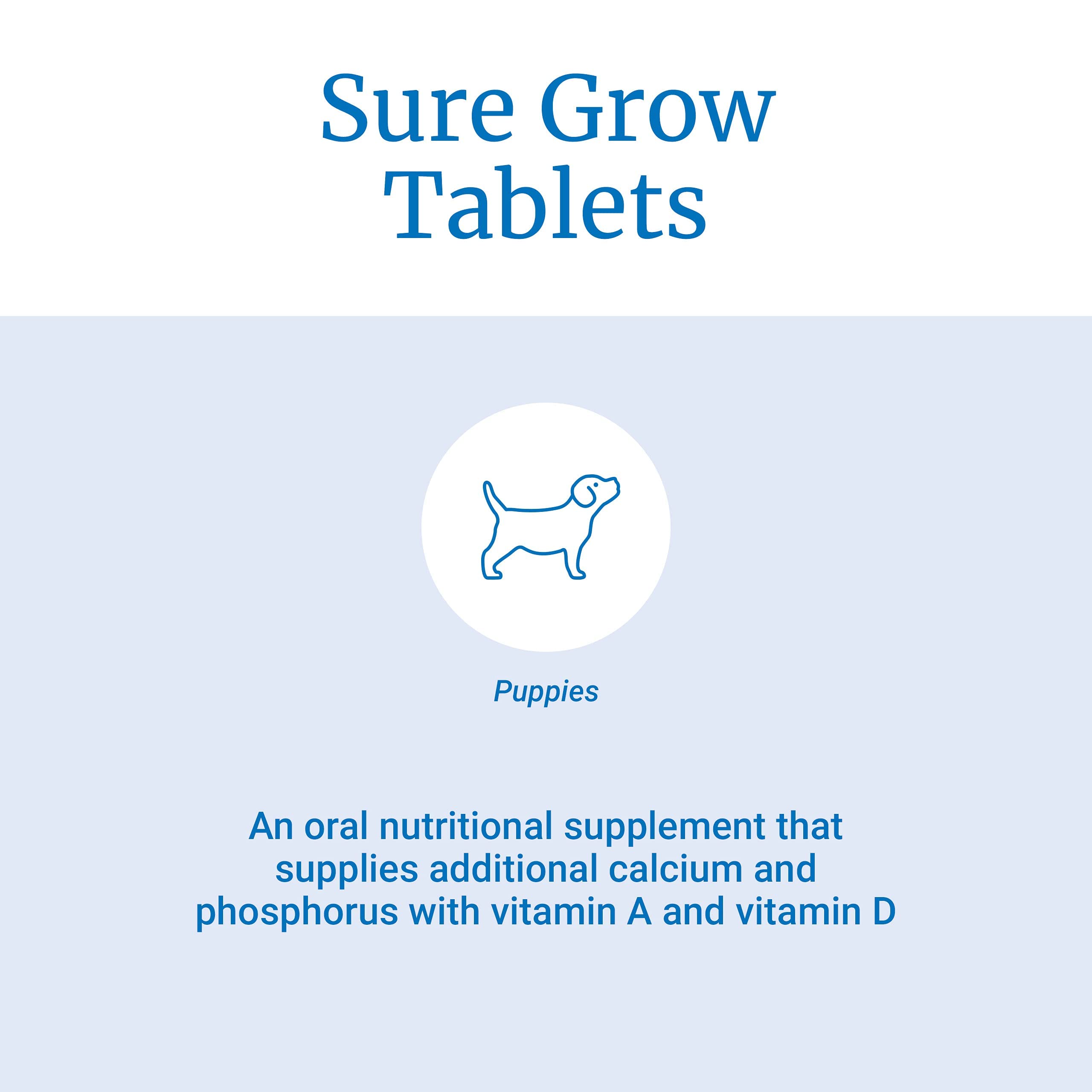 PetAg Sure Grow 100 - Puppy Vitamins - Calcium & Phosphorus Supplement for Dogs - 100 Tablets