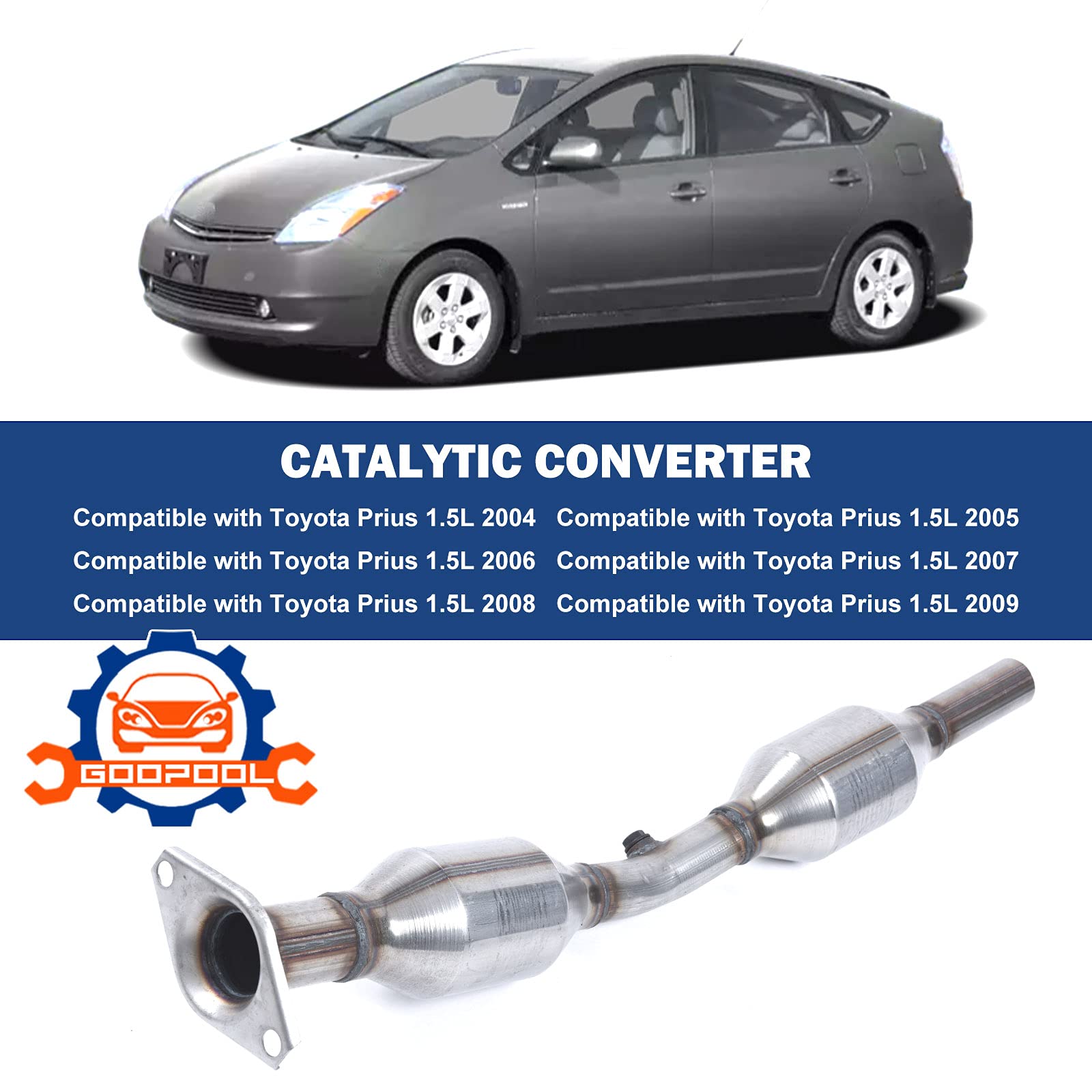 Catalytic Converter Compatible with Toyota Prius 2004 2005 2006 2007 2008 2009 1.5L replaces#31379 36454 16337 18382F (EPA Compliant)