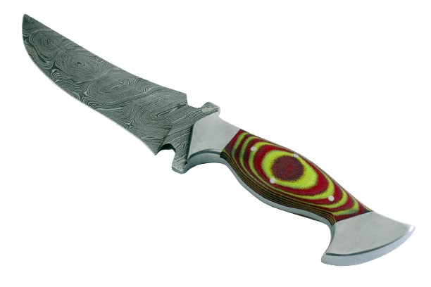 Custom handmade Damascus steel fixed blade hunting knife. PPI-06