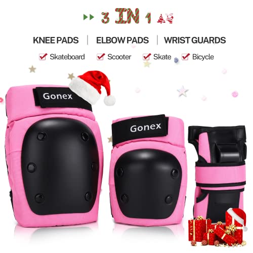 Gonex Roller Skate for Kids L Size with 6 in 1 Protective Gear for Youth/Adult Pink - M Size