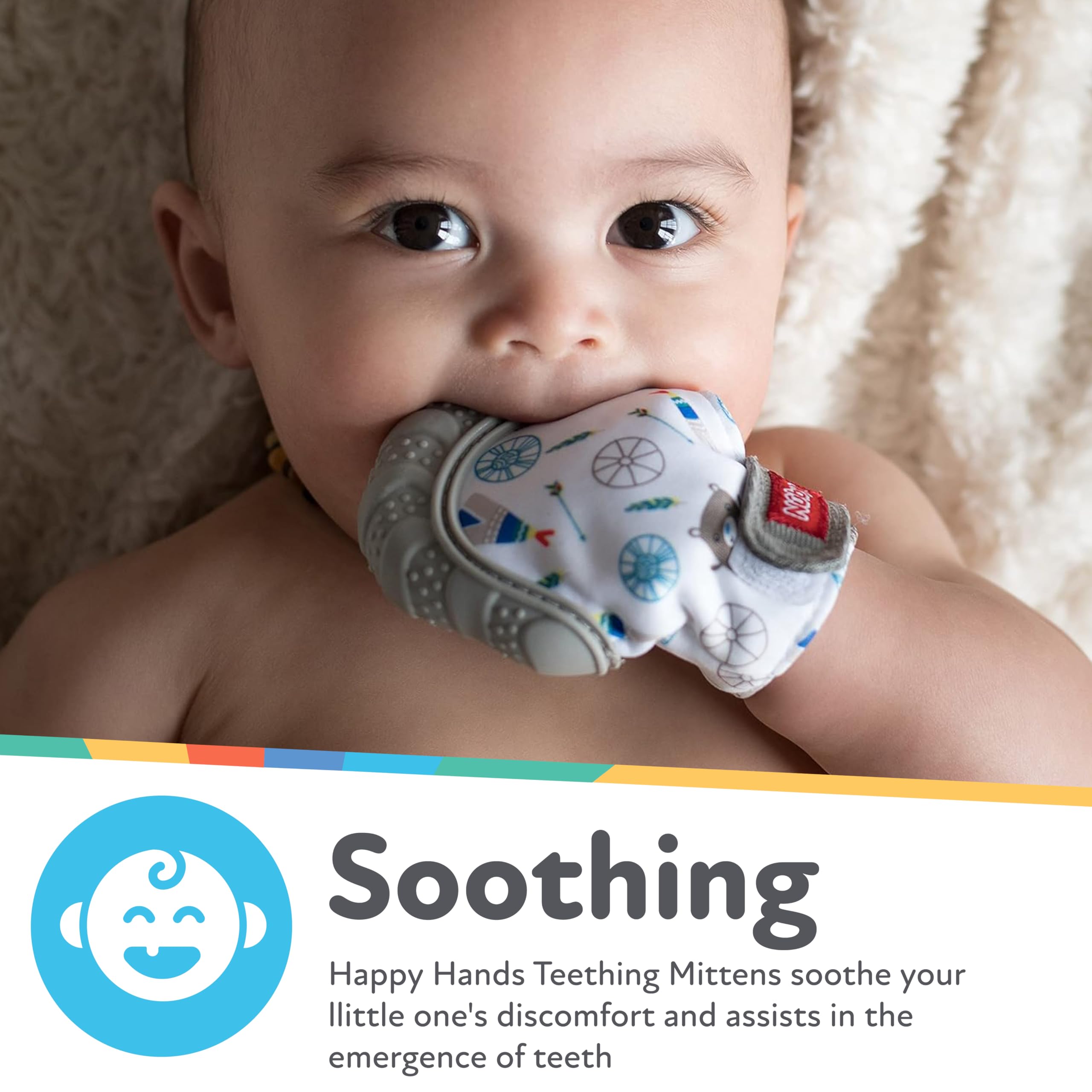 Nuby Soothing Teething Mitten with Hygienic Travel Bag, Pink.