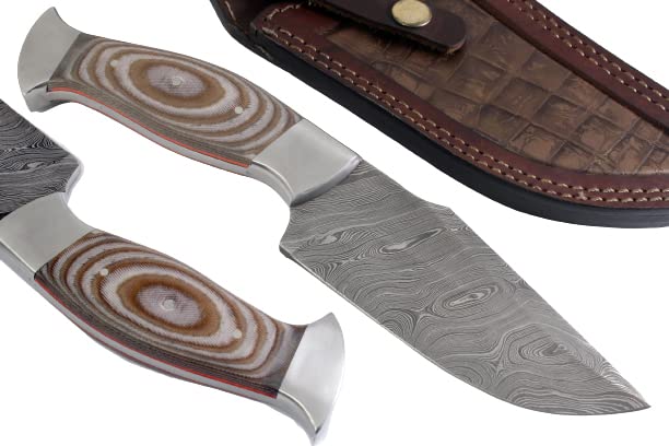 Custom handmade Damascus steel fixed blade hunting knife. PPI-10