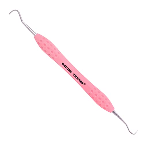 Professional Dental Tools |Tartar Scraper For Dentist, Personal Use and Pets | Plaque Remover With Comfortable Grip, Double ended Hollow Scaler | Japanese Stainless Steel (Pink Silicon Handle)