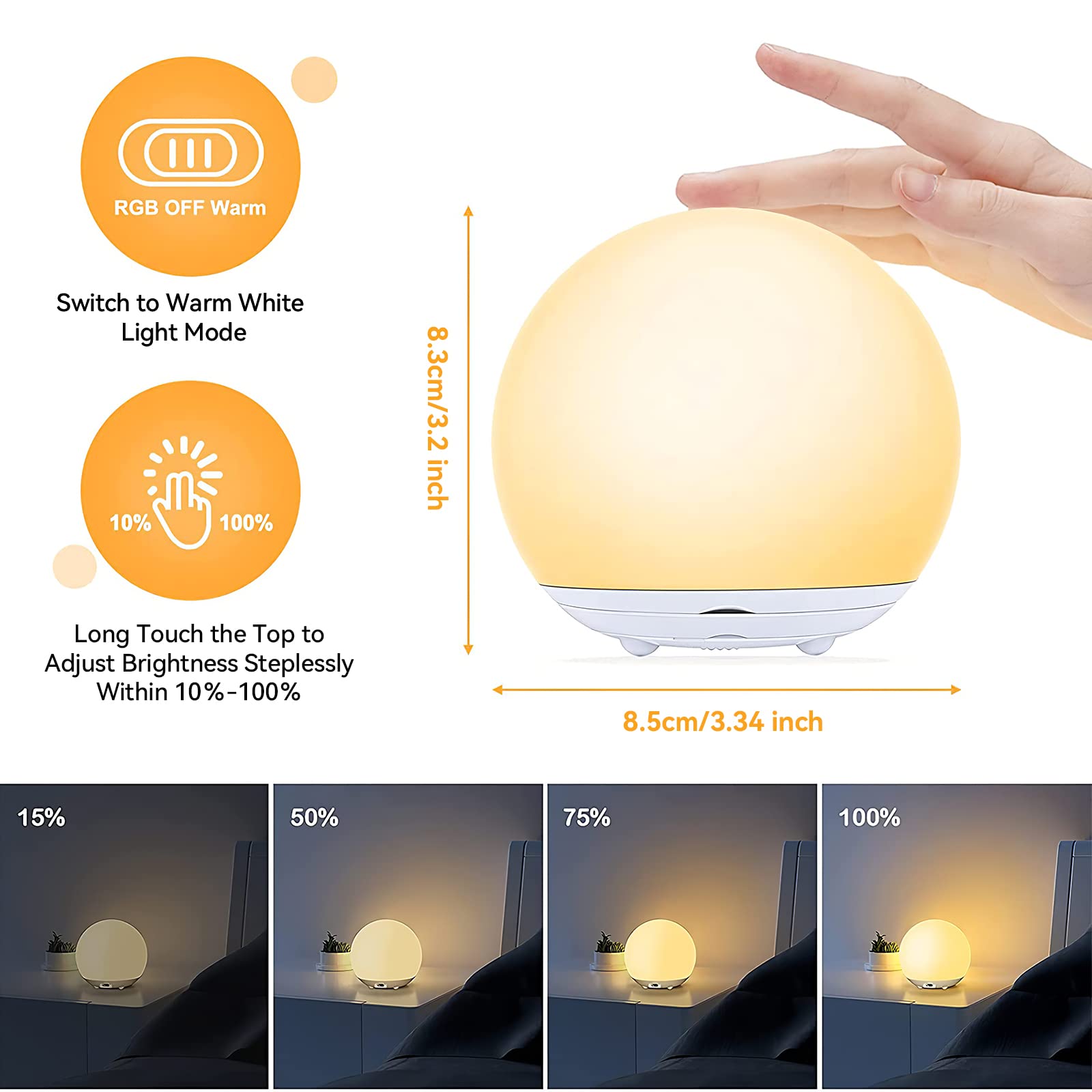 Kids Night Light Baby Night Light with Touch Sensor for Kids, 7 Colors Changing & Dimmable Rechargeable Warm Night Light for Baby Nursery, RGB Bedside Lamps, Nightstand Lamp with Timer Setting