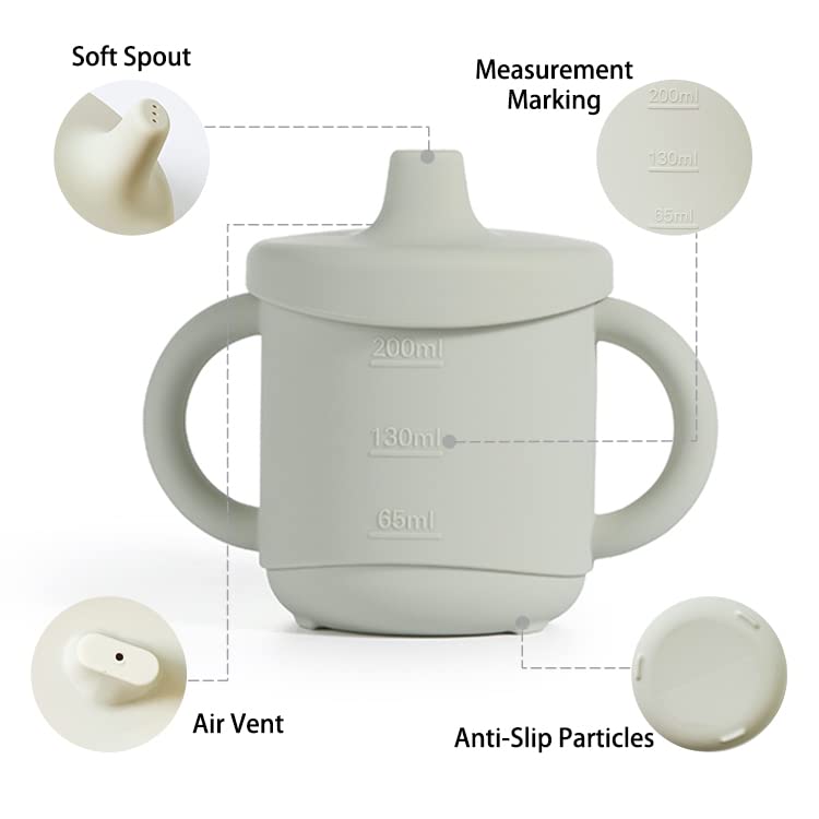 Dilovely Silicone Snack Cup Container, Sippy Cup for Toddler Green Set