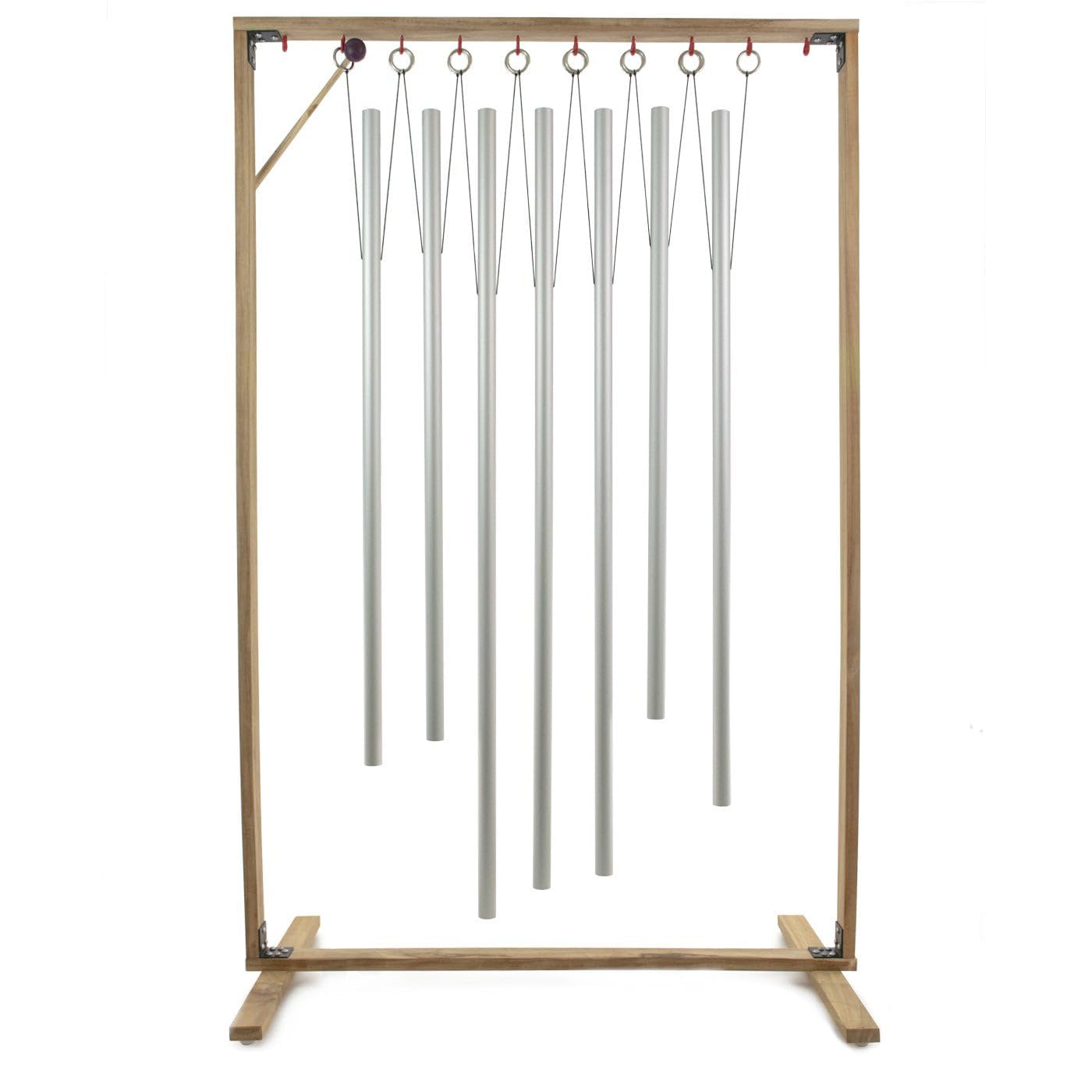 Set of 7 Chakra Tuned Healing Chimes with Framed Wood Stand - Includes 7 Chimes, Stand, & Mallet/Great for Sound Therapy & Chakra Balancing