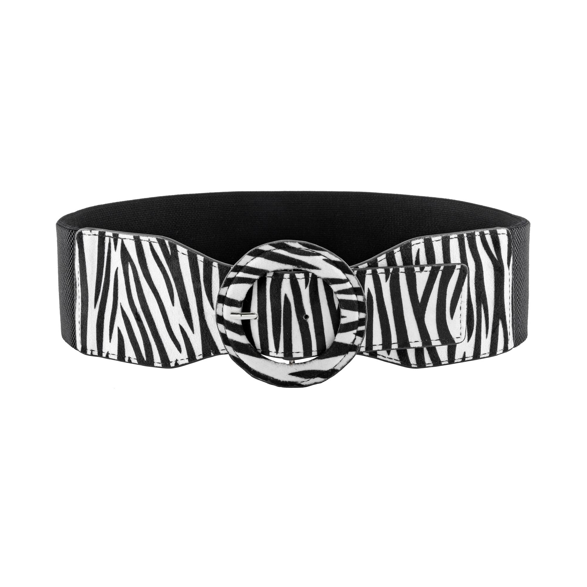 CHIC DIARY Elastic Waist Belt for Women Zebra Print Wide Cinch Belt Stretchy Waistband
