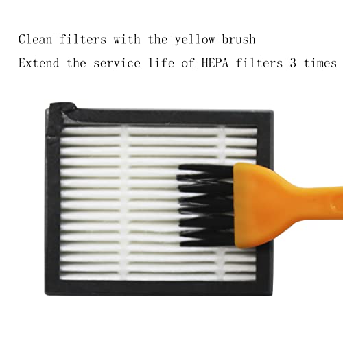 Replacement Parts Compatible with iRobot Roomba I, E & J Series i7 i7+ i2 i3 i3+ i4 i4+ i6 i6+ i8 i8+/Plus j6+ j7 E5 E6 E7, 1 Set of Multi-Surface Rubber Brushes, 6 HEPA Filters, 6 Side Brushes
