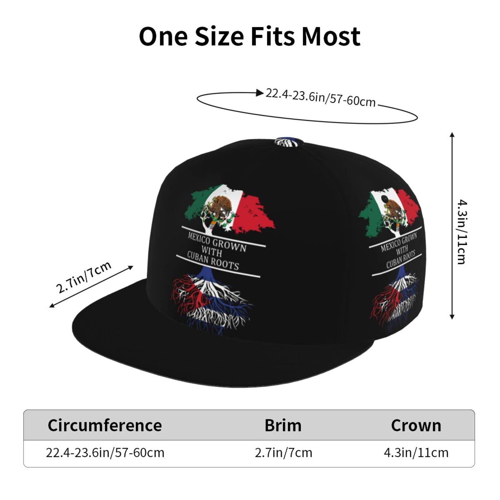 DARLEKS Mexico Grown with Cuban Roots Flat Bill Brim Baseball Cap Cool Hip Hop Trucker Hat Men Women Adjustable Baseball Caps
