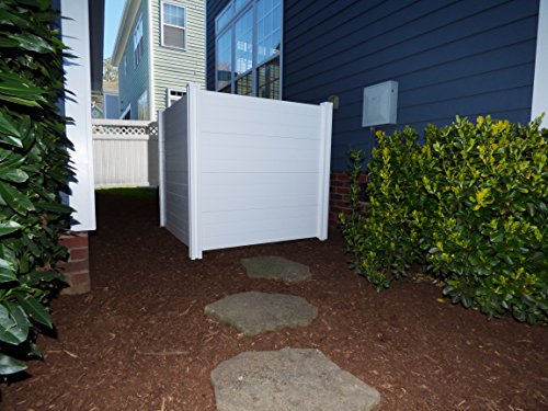 Enclo Privacy Screens ZP19014 No Dig Premium Full-Coverage White Vinyl Privacy Fence Screen Kit, 48" W x 48" H, Perfect to Enclose Trash Bins and A/C Units (2-Panels)