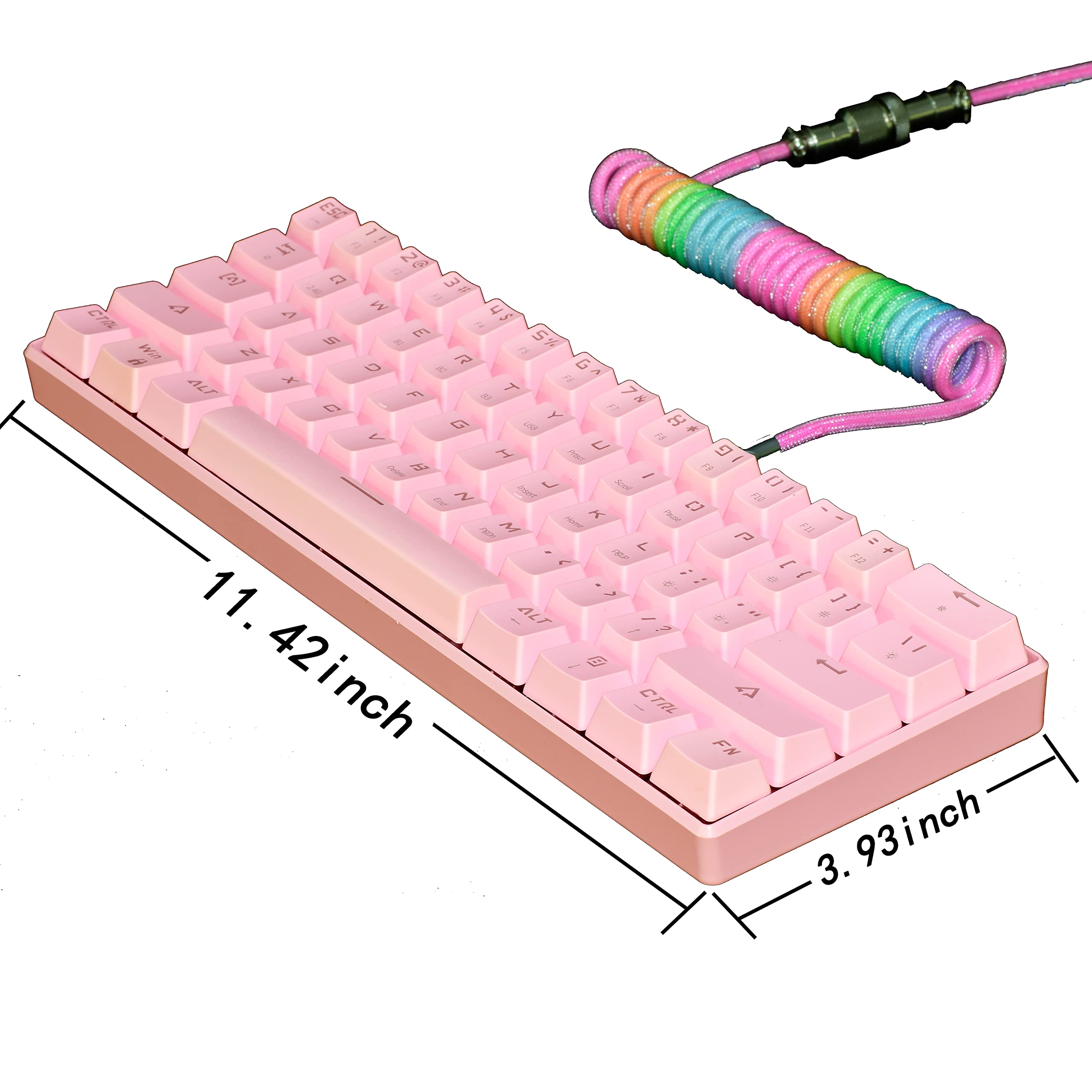 CHICHEN 60% Mechanical Keyboard Three Models Compact with BT5.0/2.4G/USB-C,61 Keys Both Wired/Wireless RGB Backlit,Portable Mini Gaming Keyboard for PC/Mac(Blue Switch,Pink)