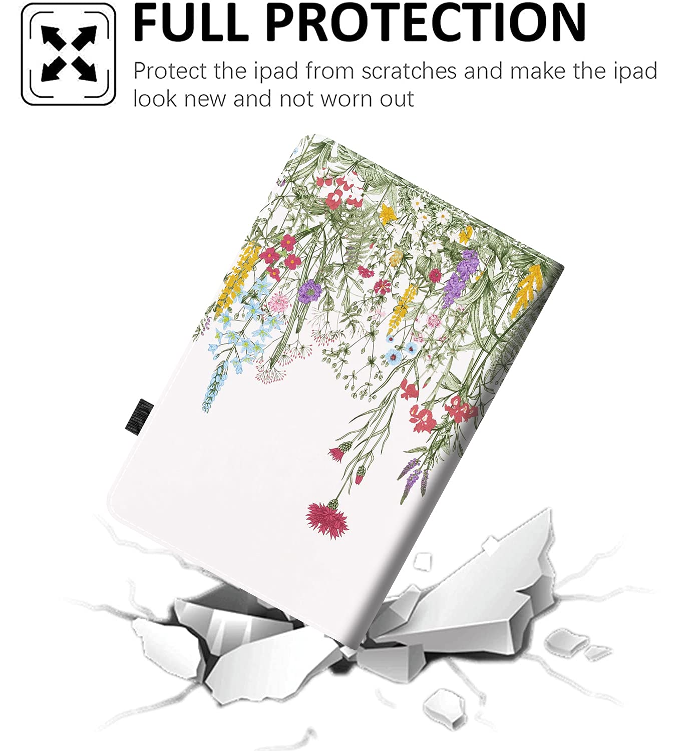 Case for All-New Fire HD 10 & Fire HD 10 Plus Tablet (10.1", 11th Generation, 2021 Release), Slim Folio Stand Soft Cover with Smart Auto Wake/Sleep, Colorful Floral Green Leaf + Coasters