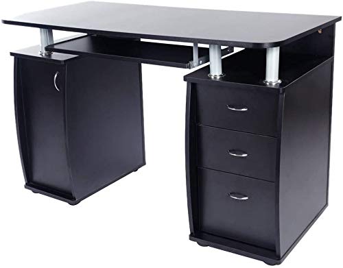 Kiwifruit Office Desk Computer Table Study Writing Desk Workstation Sturdy MDF Board w/Storage for Home Office 45 inch W x 22 inch D x 29 inch H, Black