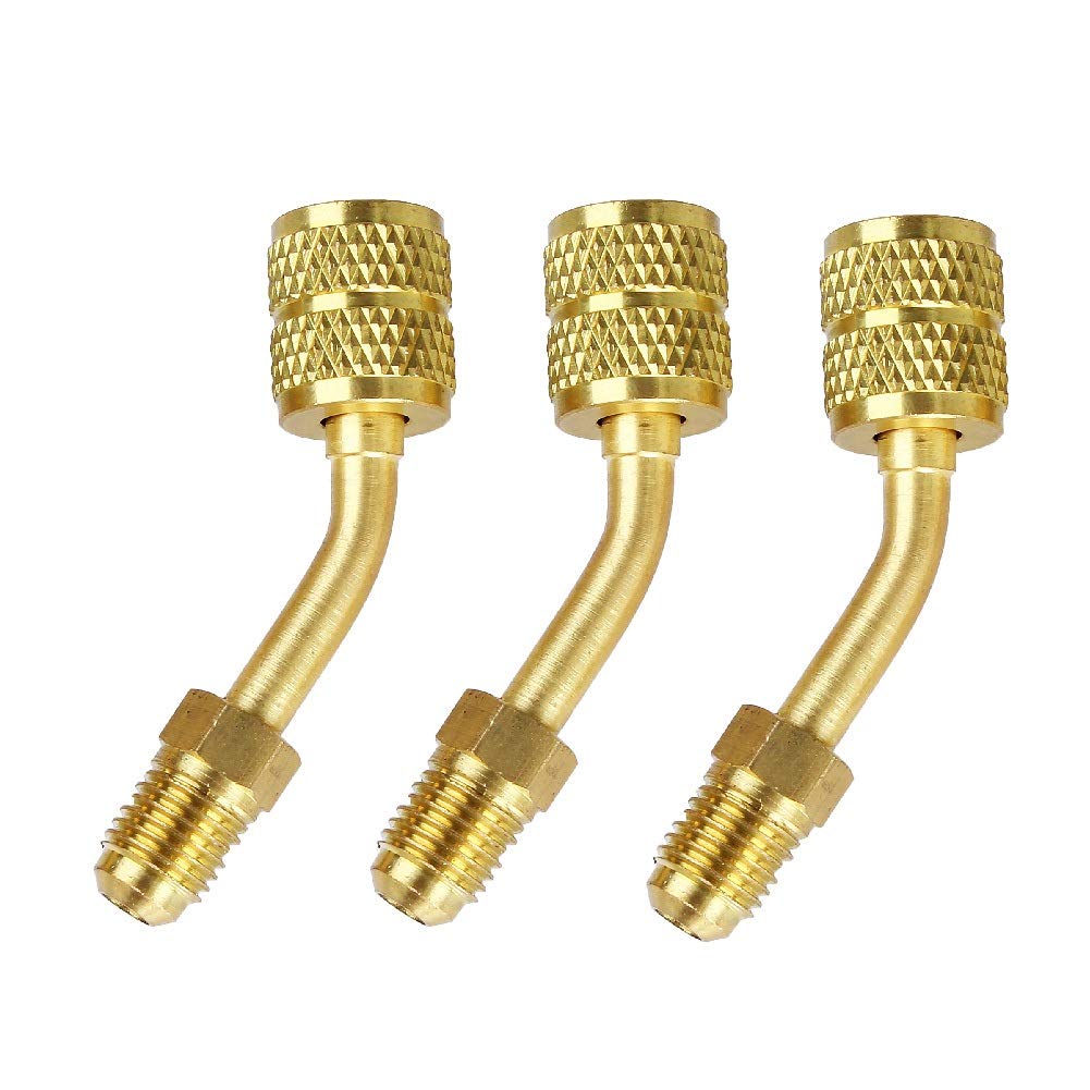 LBG Products R410a Adapter with Thimble for Air Conditioner Ductless Mini Split HVAC System, 5/16 '' Female SAE Quick Couplers x 1/4'' Male Flare(3 Pcs)