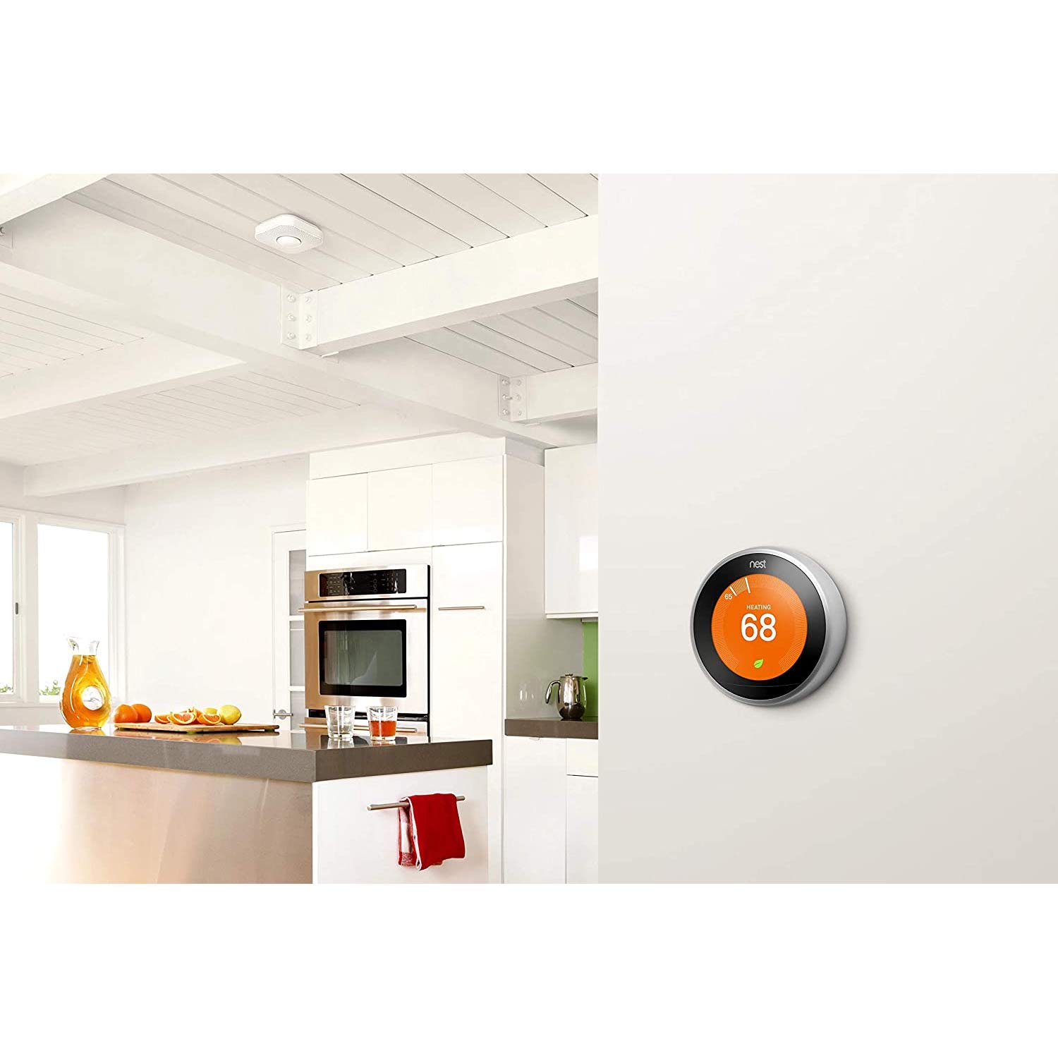 Google Nest Learning Smart Thermostat - 3rd Generation - Brass T3032US Bundle with elago Wall Plate Upgraded Wall Mount Cover Designed for Google Nest Learning Thermostat - Matte White